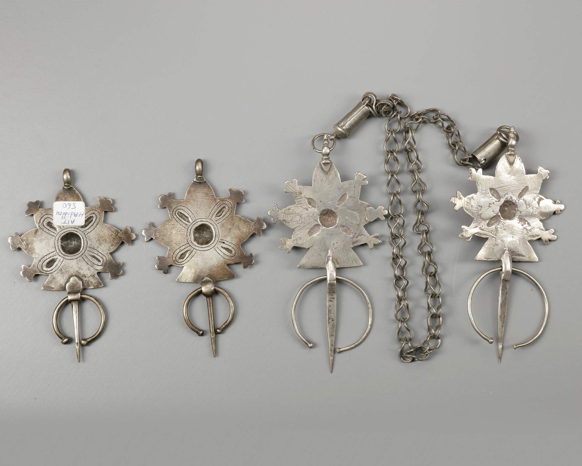 TWO PAIR OF TRIBAL SILVER FIBULA'S, LATE 19TH-EARLY 20TH CENTURY