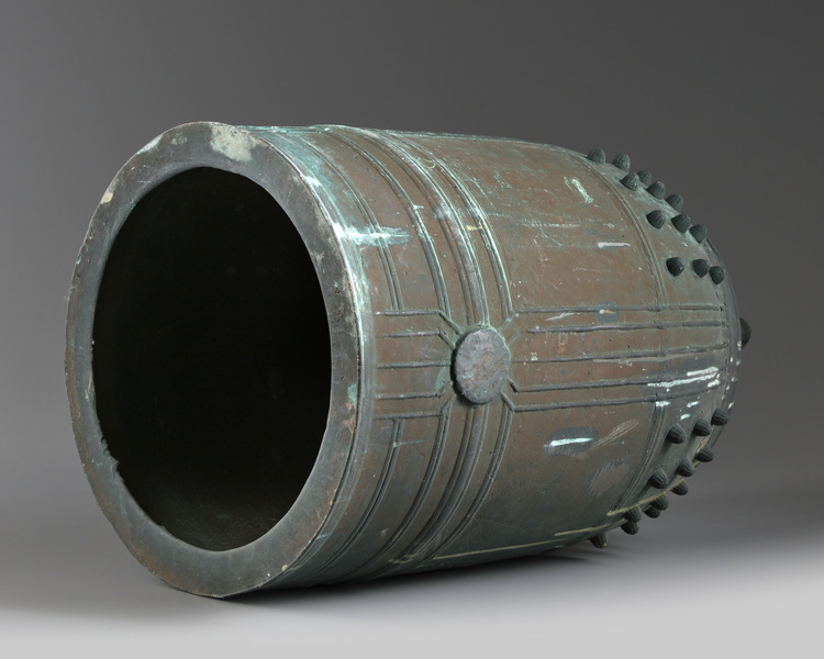 A large Japanese bronze bell, bonsho