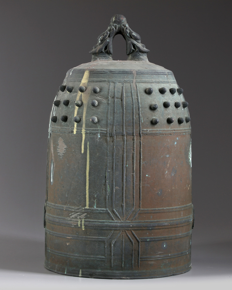 A large Japanese bronze bell, bonsho