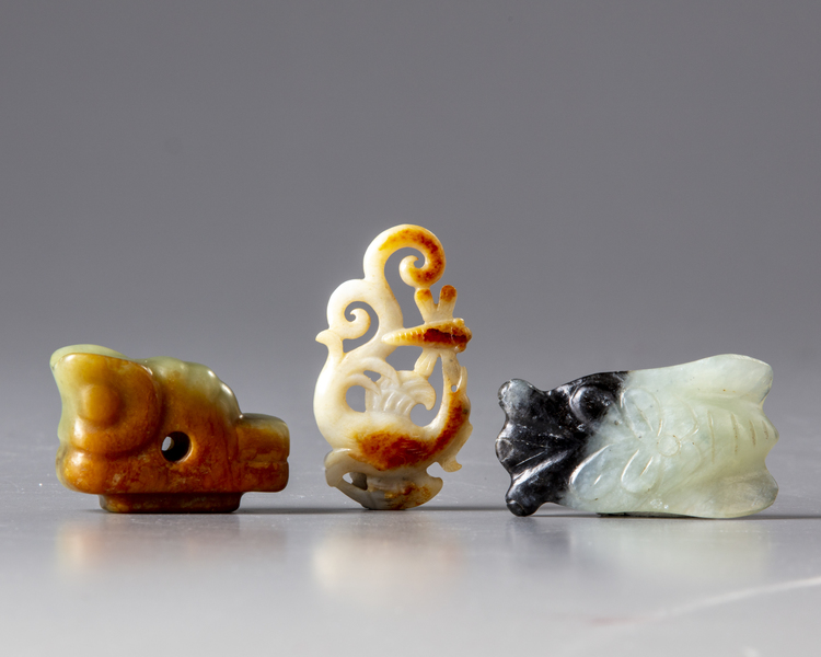 THREE CHINESE JADE CARVINGS, QING DYNASTY (1644-1911)