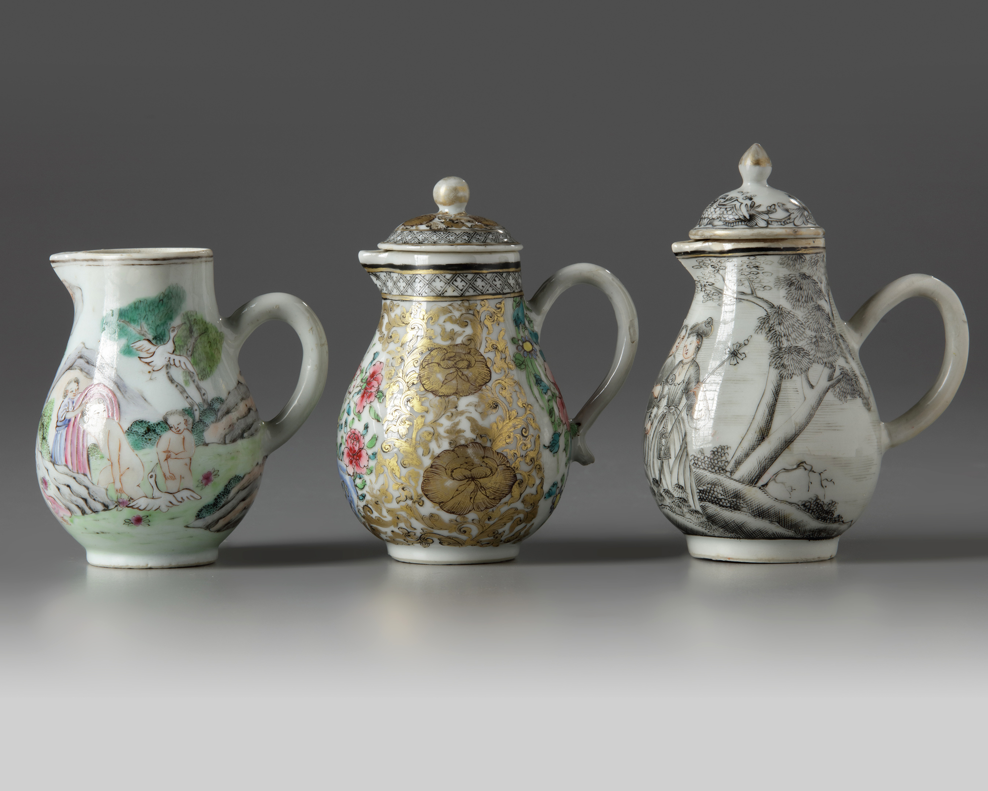 Three Chinese milk jugs