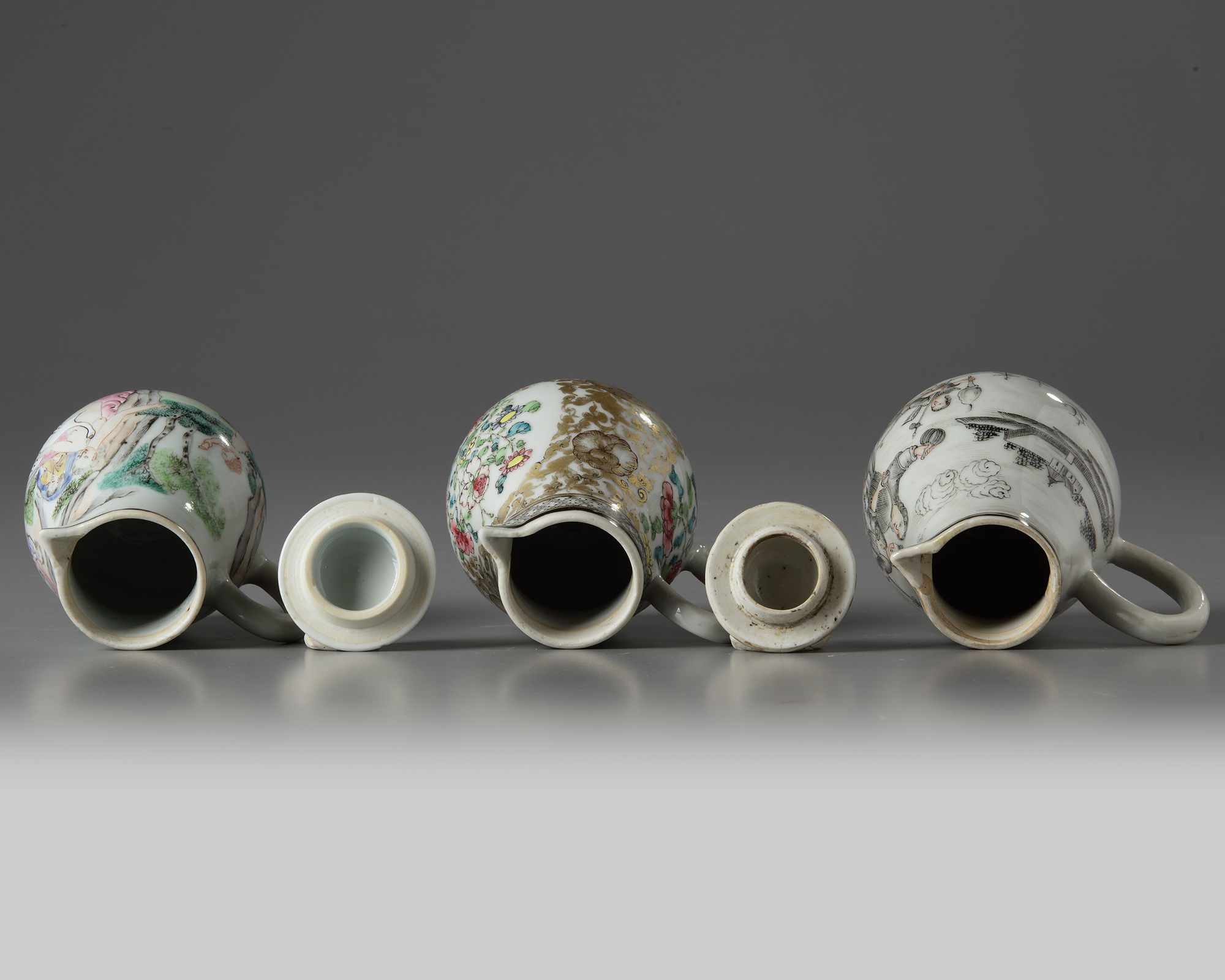 Three Chinese milk jugs