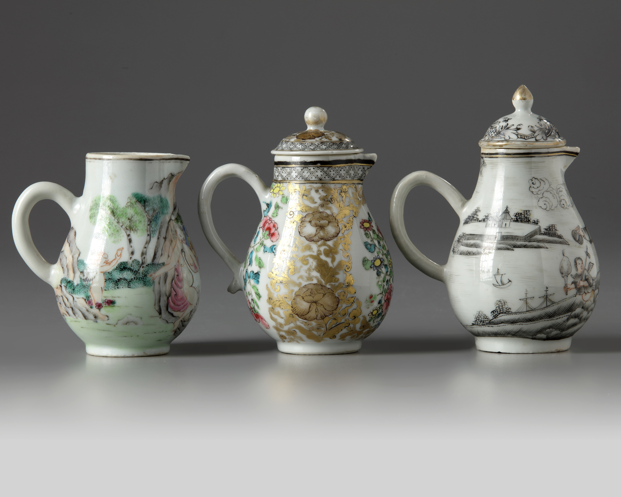 Three Chinese milk jugs