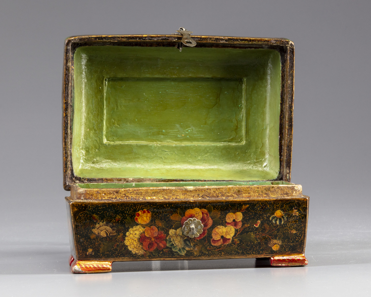 A Persian Qajar papier-mache casket