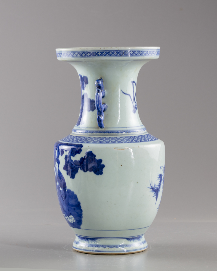 A CHINESE BLUE AND WHITE SHOU LAO VASE