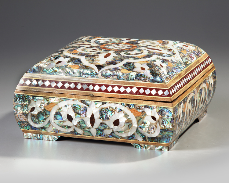 A SYRIAN MOTHER-OF-PEARL INLAID BOX