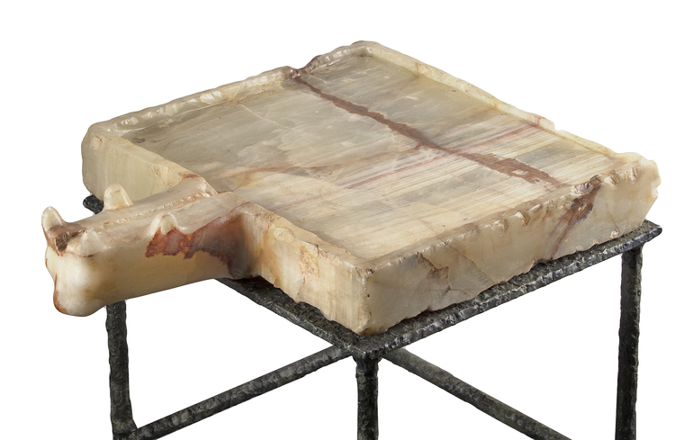 A SOUTH ARABIAN ALABASTER LIBATION TABLE, CIRCA 1ST CENTURY BC/AD