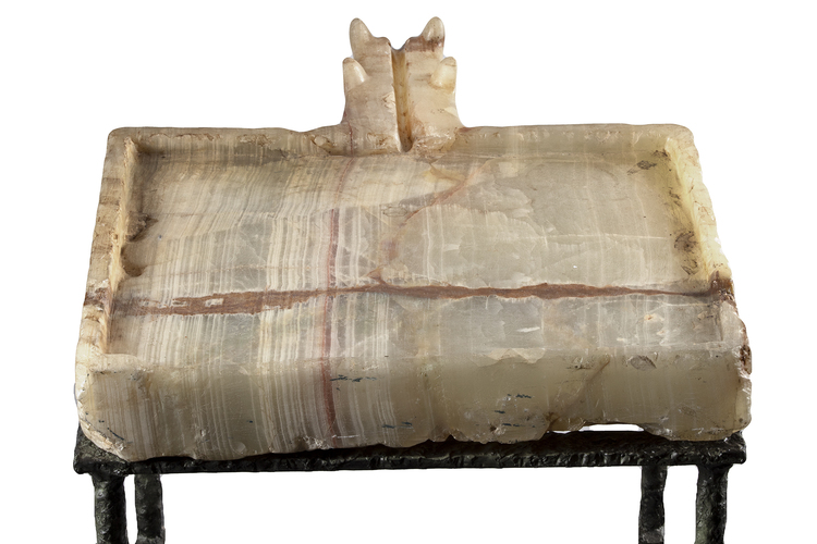 A SOUTH ARABIAN ALABASTER LIBATION TABLE, CIRCA 1ST CENTURY BC/AD