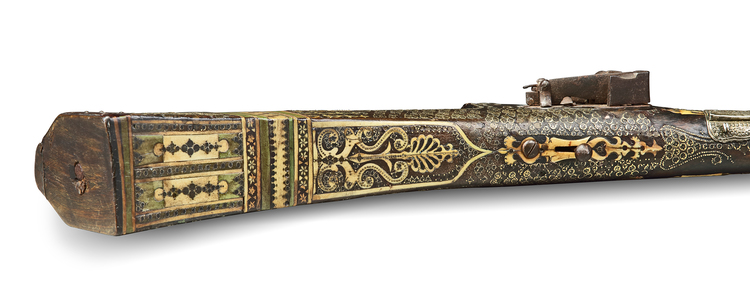 AN OTTOMAN GOLD-DAMASCENED MIQUELET GUN, TURKEY, 18TH CENTURY