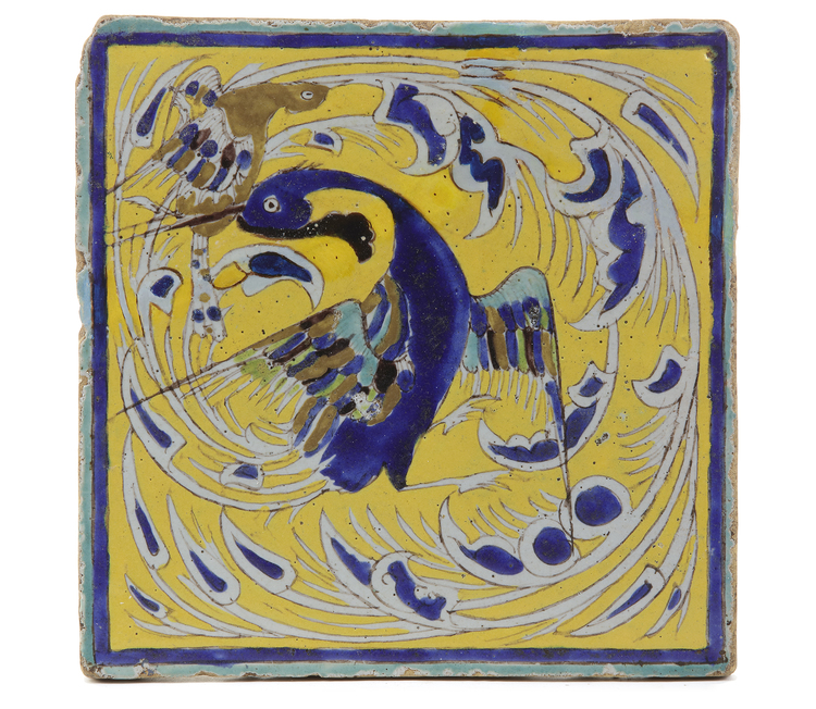 A PERSIAN CUERDA SECA TILE, SAFAVID DYNASTY, PERSIA, 17TH CENTURY