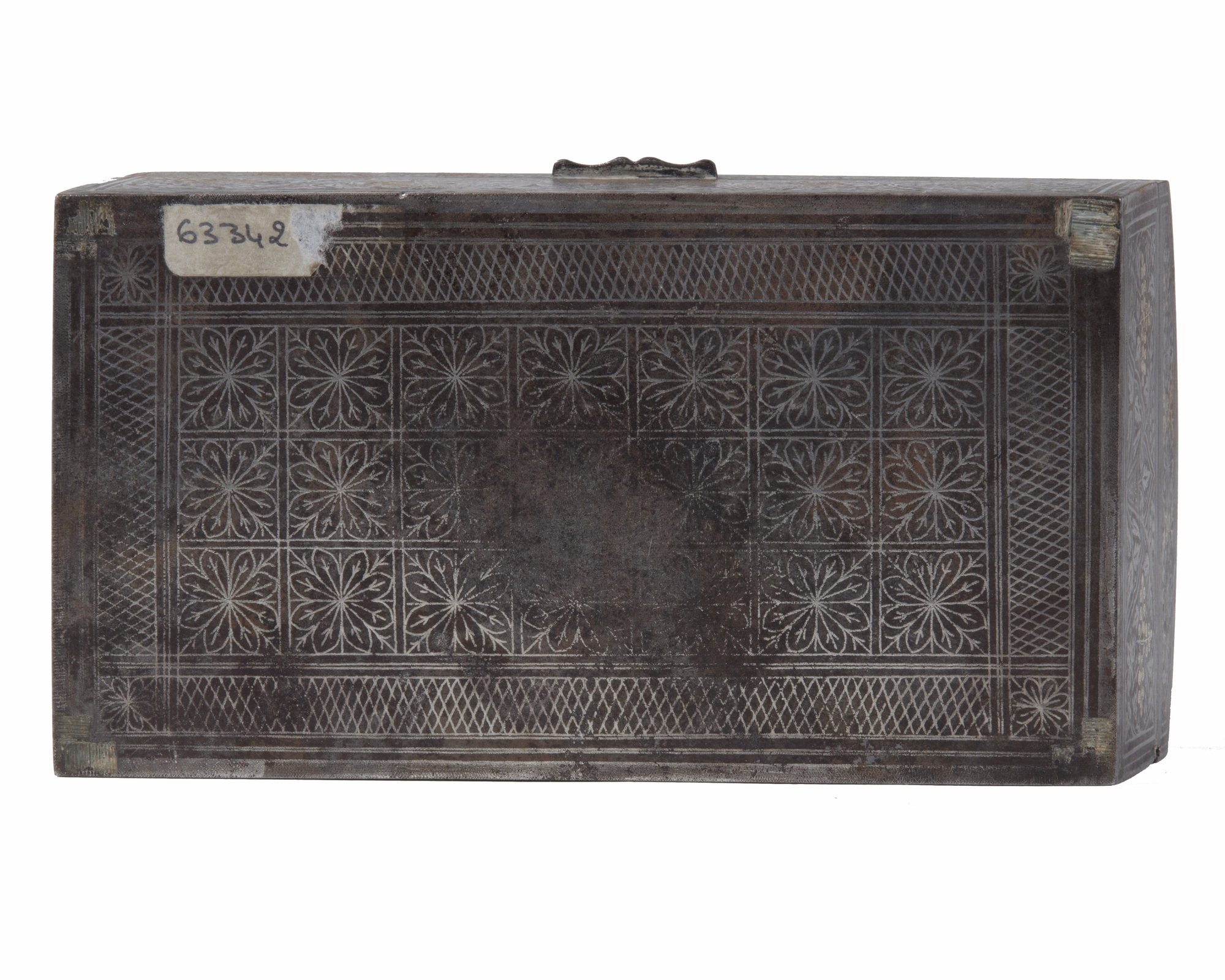 AN INDIAN GILT DECORATED METAL BOX, INDIA, CIRCA 1900