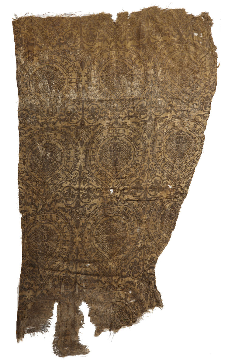 A SET OF THREE ILKHANID SILK LAMPAS TEXTILE FRAGMENTS, CENTRAL ASIA ...