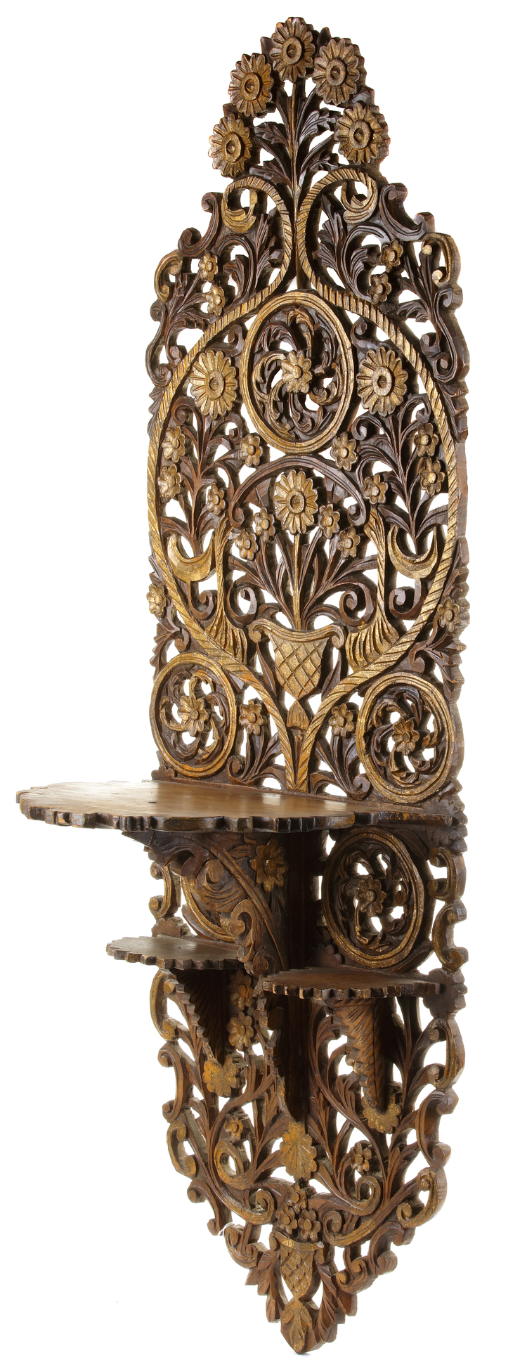 AN OTTOMAN GILT DECORATED PAINTED WOOD TURBAN STAND (KAVUKLUK), TURKEY ...