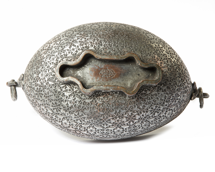 A PERSIAN TINNED-COPPER KASHKUL, 18TH CENTURY