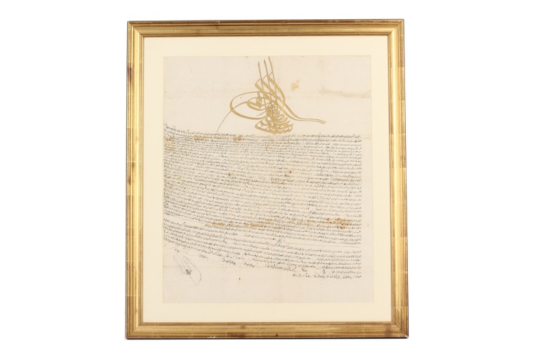 A LARGE OTTOMAN FIRMAN ILLUMINATED WITH THE TUGHRA OF SULTAN SELIM III ...