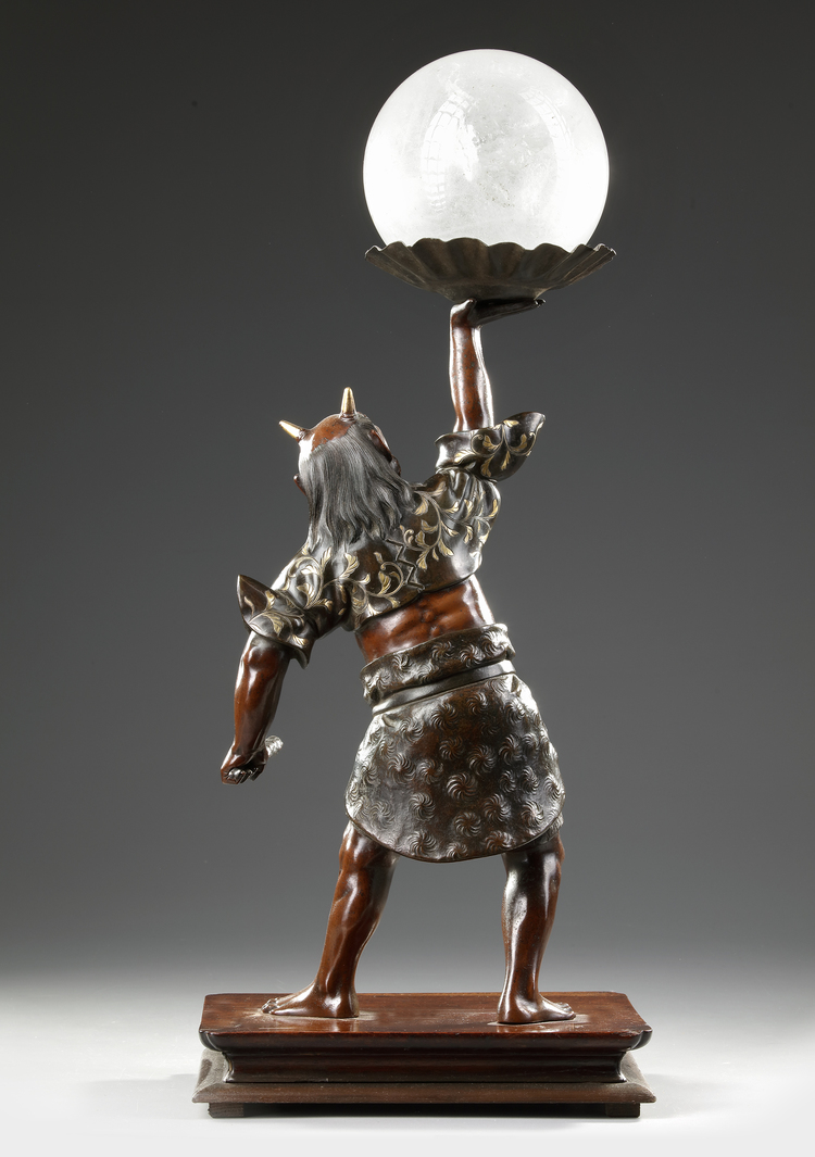 A JAPANESE BRONZE STATUE OF AN ONI, MEIJI PERIOD (1868-1912)