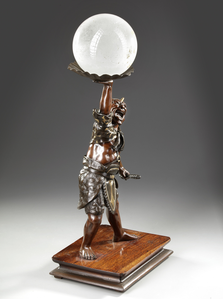 A JAPANESE BRONZE STATUE OF AN ONI, MEIJI PERIOD (1868-1912)