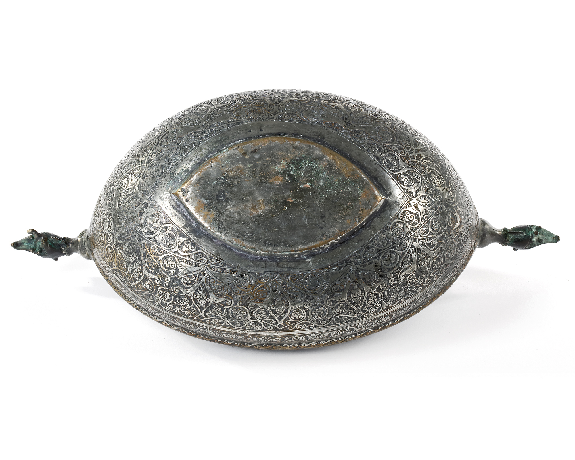 A PERSIAN TINNED-COPPER KASHKUL, 17TH CENTURY