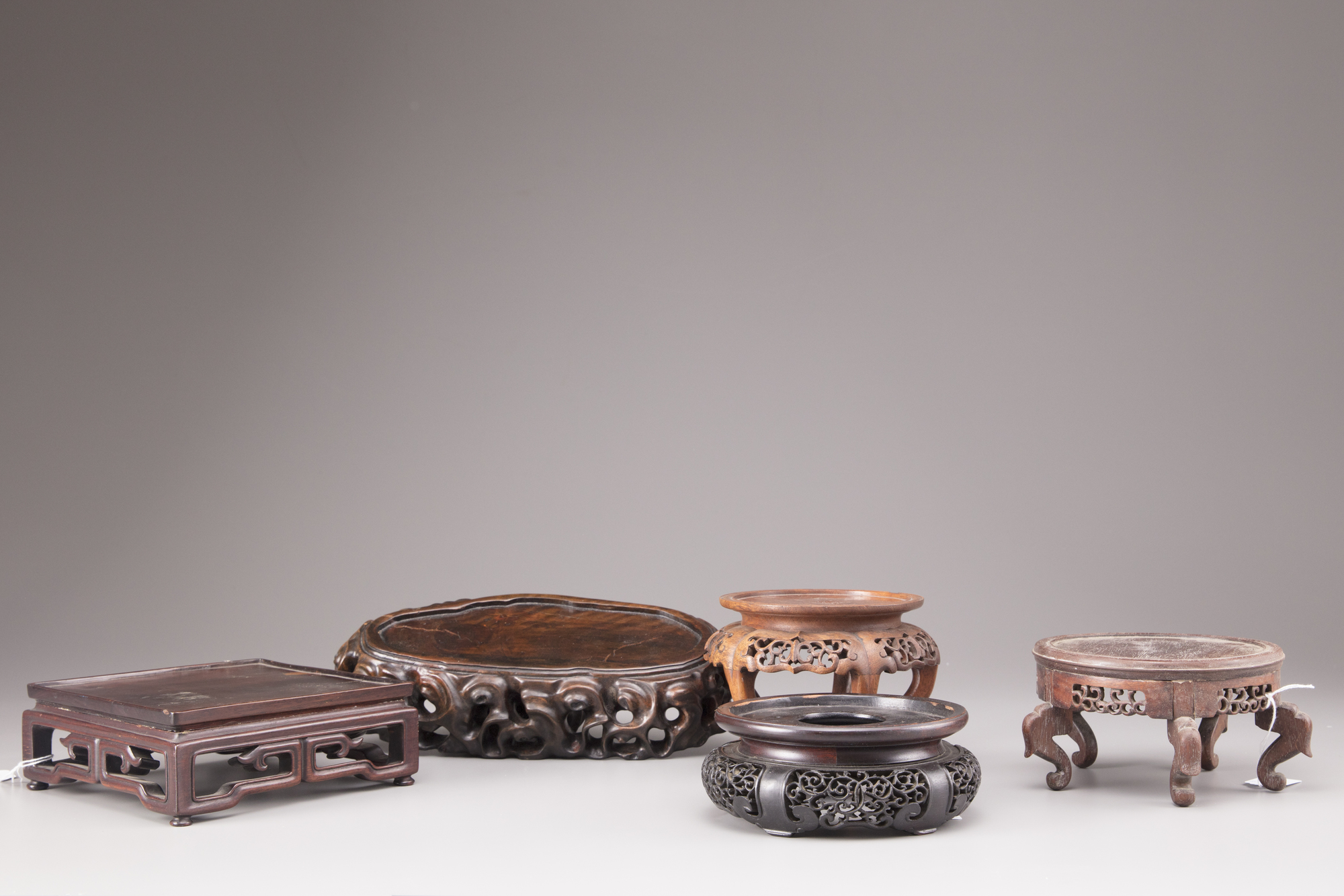 Five Chinese wooden stands