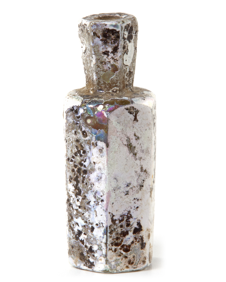 AN EARLY ISLAMIC GLASS BOTTLE, PERSIA, 9TH-10TH CENTURY