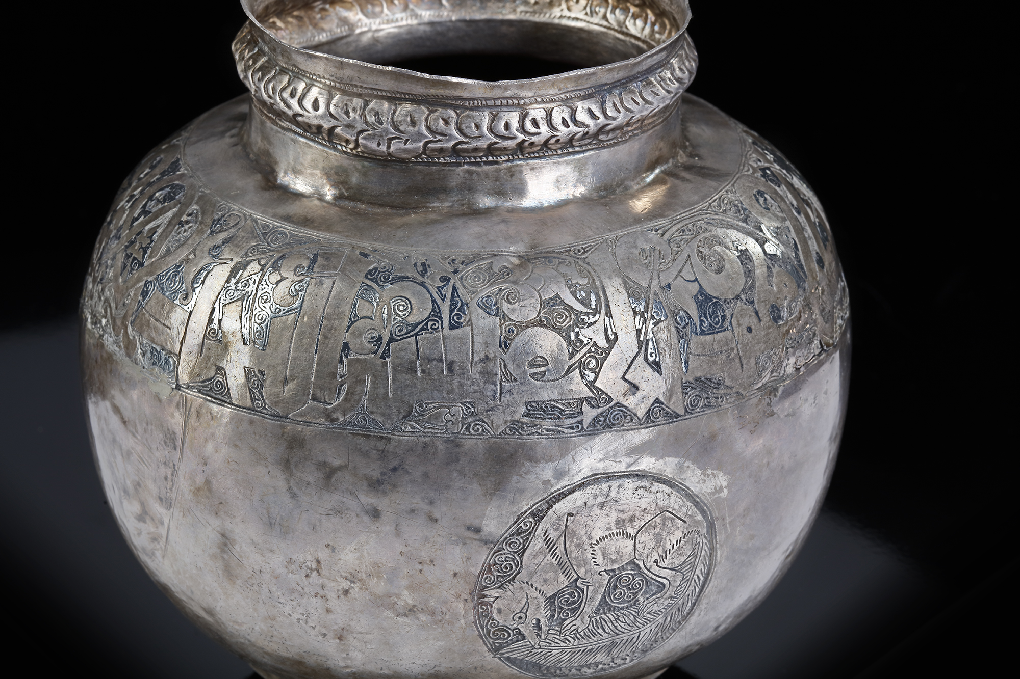 A SILVER VESSEL WITH NIELLO, CENTRAL ASIA, 12TH-13TH CENTURY