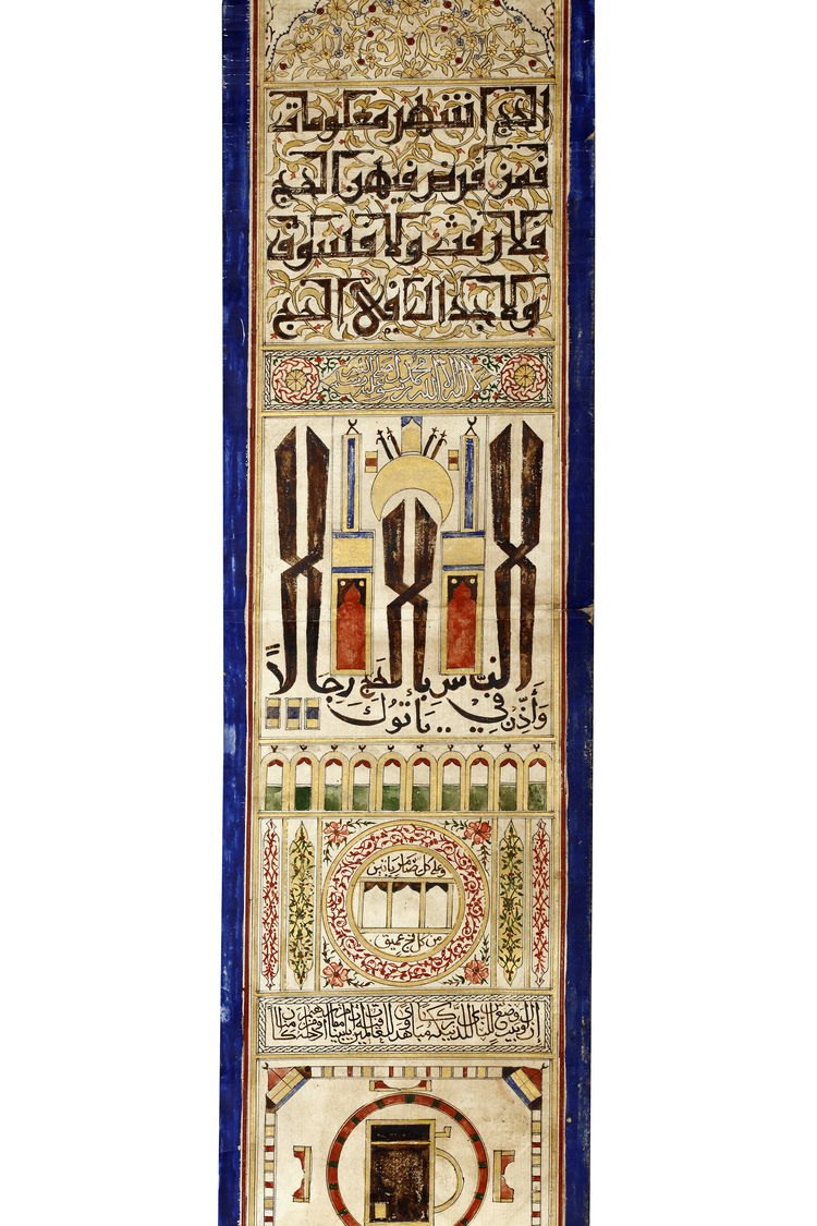 AN ILLUMINATED HAJJ SCROLL, 1244 AH/1828 AD