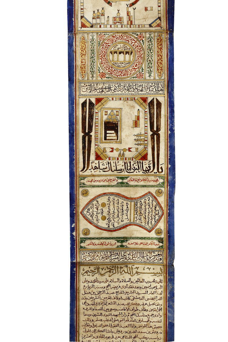 AN ILLUMINATED HAJJ SCROLL, 1244 AH/1828 AD