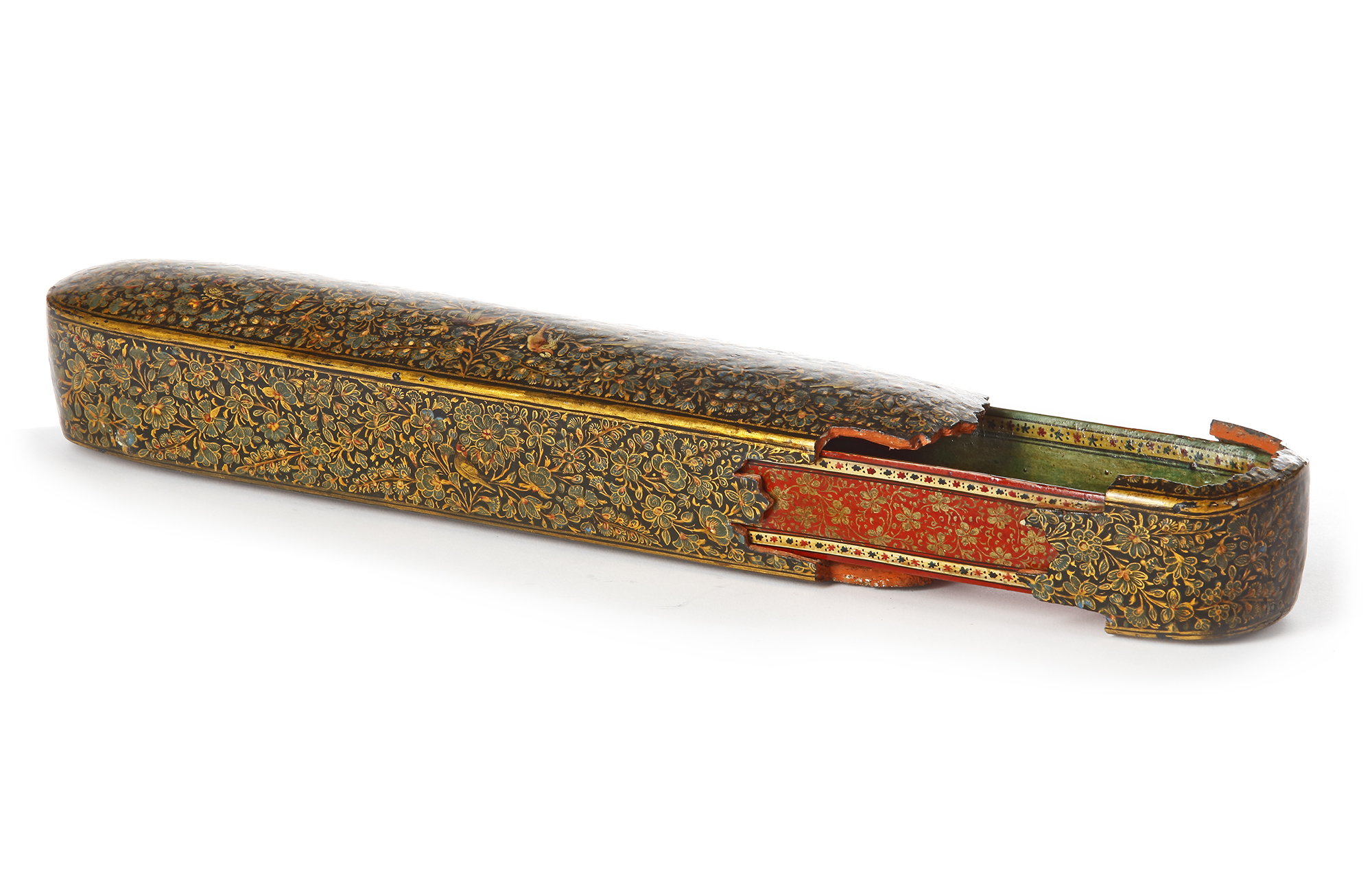 A KASHMIRI PAPIER-MACHÉ PEN CASE (QALAMDAN), INDIA, 19TH CENTURY