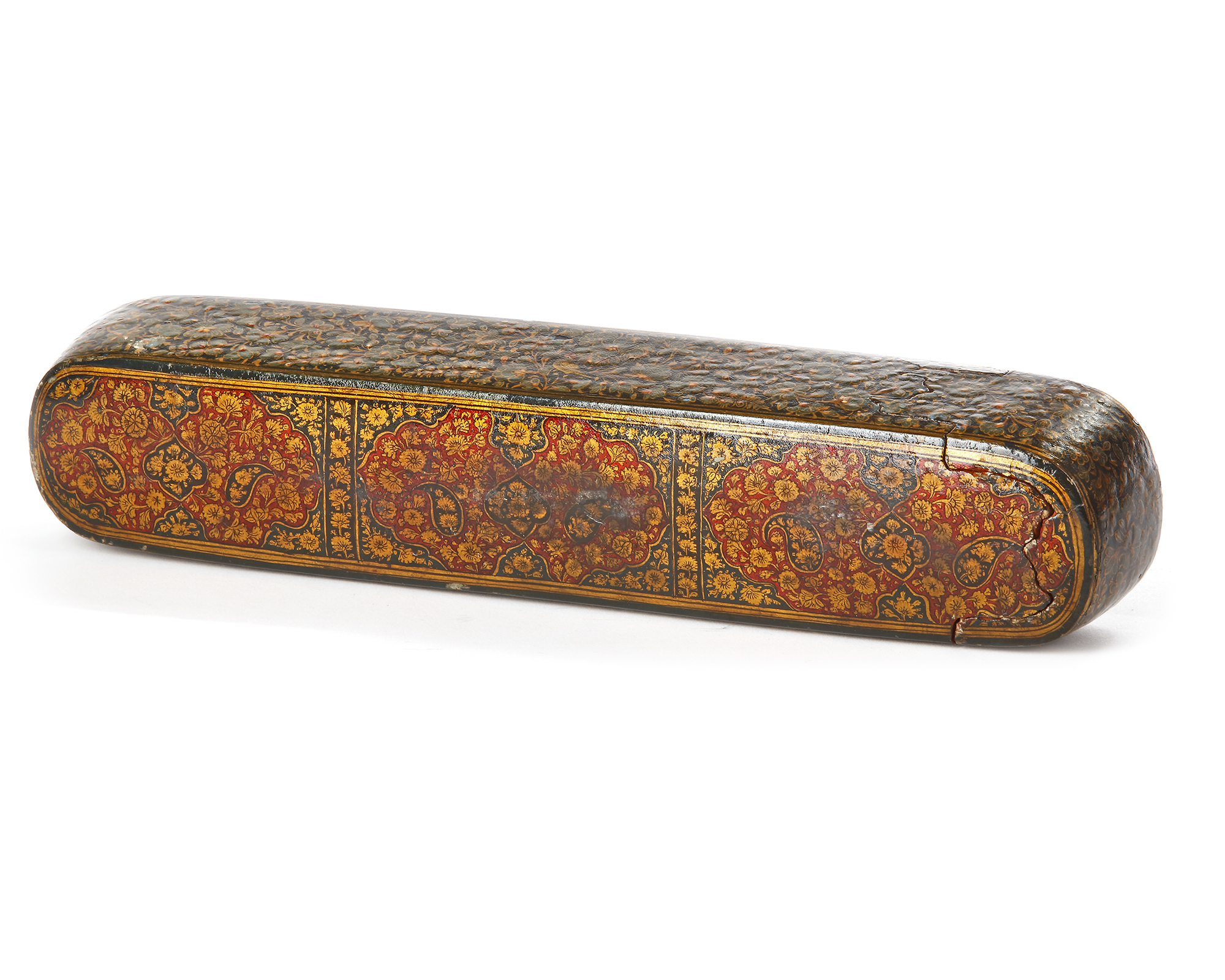 A KASHMIRI PAPIER-MACHÉ PEN CASE (QALAMDAN), INDIA, 19TH CENTURY