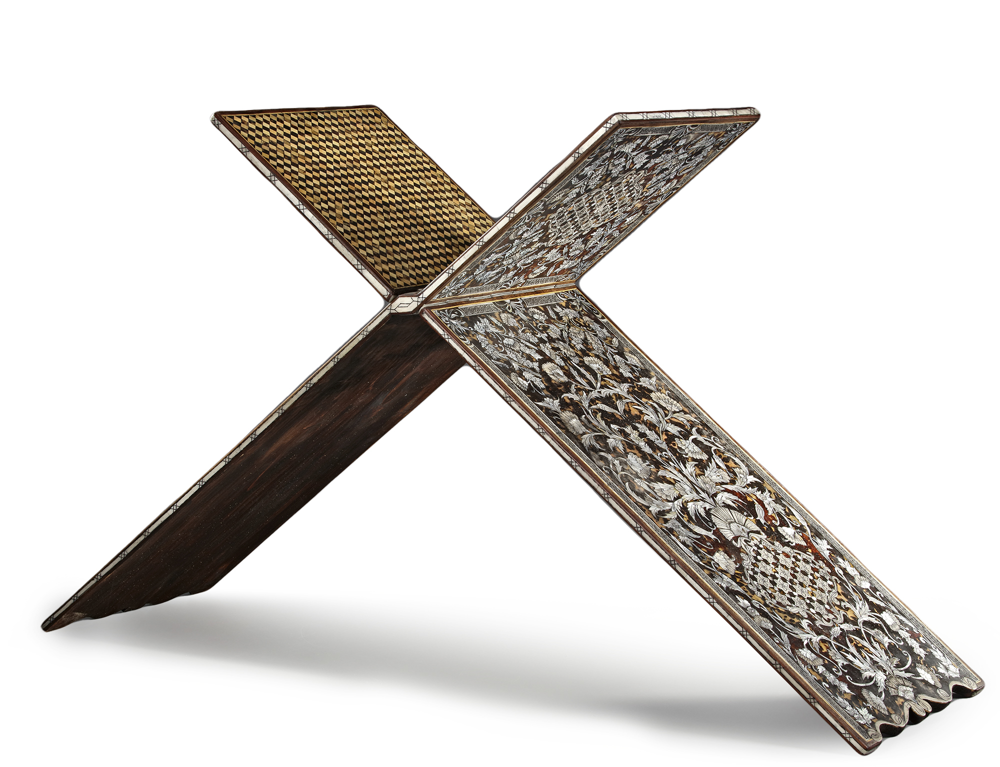 AN OTTOMAN WOOD, MOTHER-OF-PEARL AND TORTOISE INLAID QURAN STAND ...