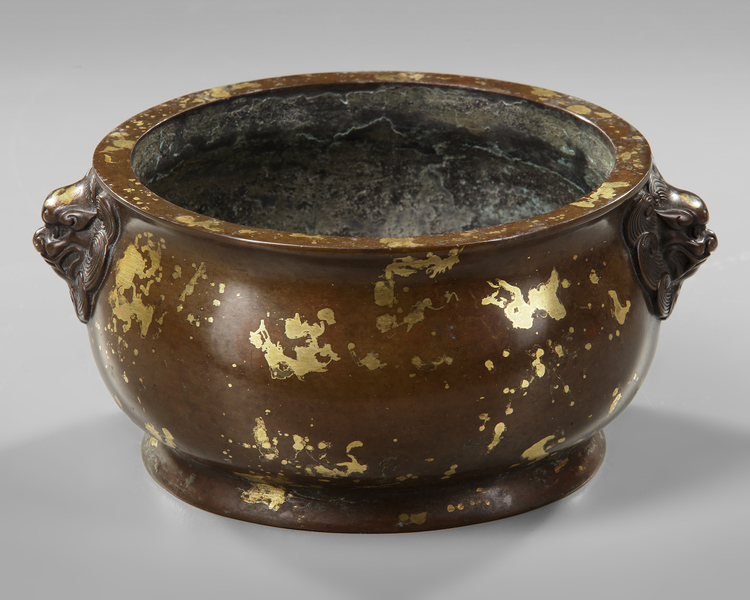 A CHINESE GILT SPLASHED BRONZE CENSER, 19TH CENTURY