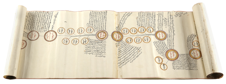 AN OTTOMAN GENEALOGICAL SCROLL (SILSILENAME) PREPARED IN THE YEAR OF ...