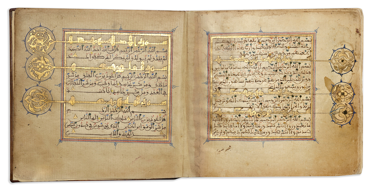 AN ILLUMINATED QURAN WRITTEN IN MAGHRIBI SCRIPT, NORTH AFRICA, 18TH CENTURY