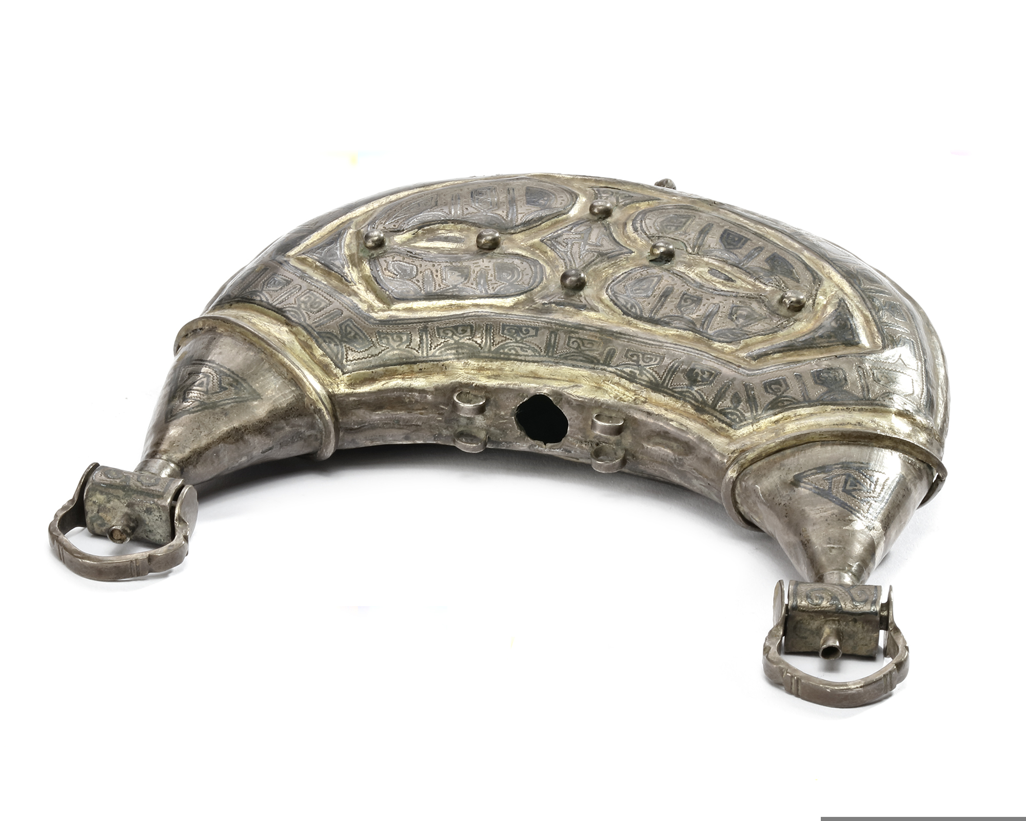 A SELJUK SILVER AND NIELLO PECTORAL AMULET CASE, PERSIA, CIRCA 12TH CENTURY