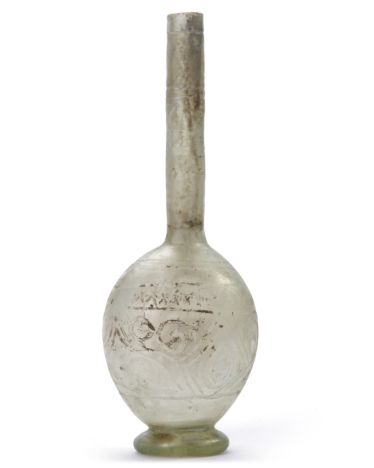 A PERSIAN GLASS BOTTLE, 13TH-14TH CENTURY