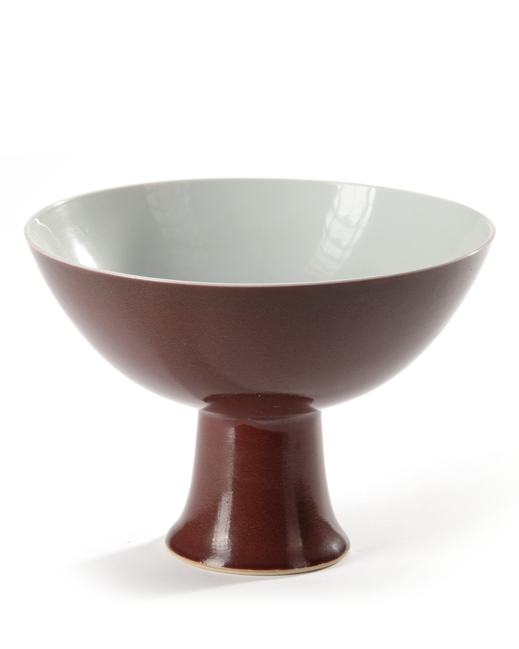 A CHINESE COPPER RED STEM BOWL,YONGZHENG MARK AND PERIOD