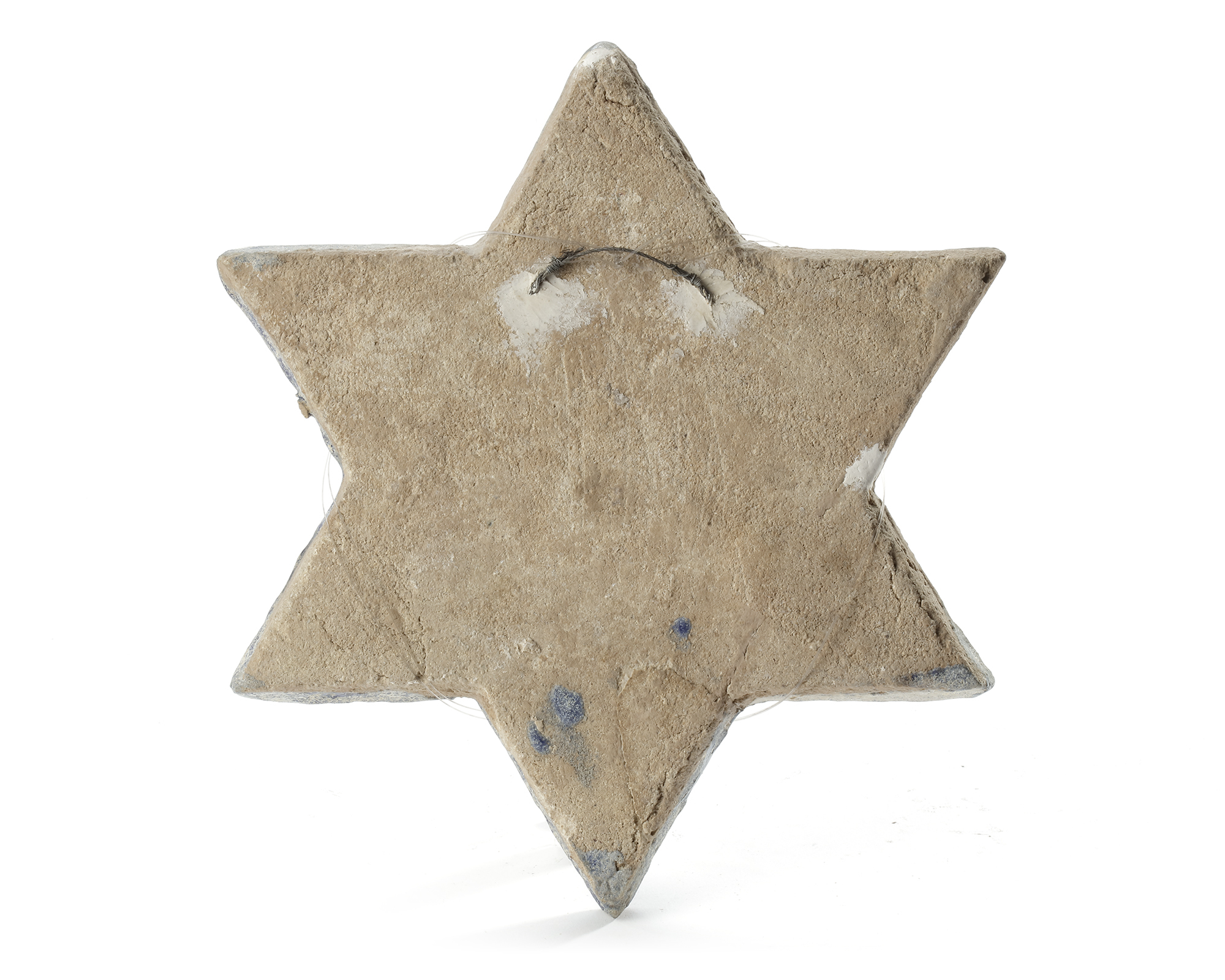A KASHAN SIX-POINTED POTTERY STAR TILE, PERSIA, 13TH CENTURY