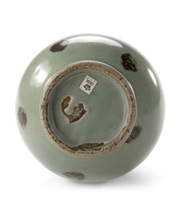 A CHINESE CELADON-GLAZED SPOTTED YUHUCHUNPING VASE, YUAN DYNASTY (1279 ...