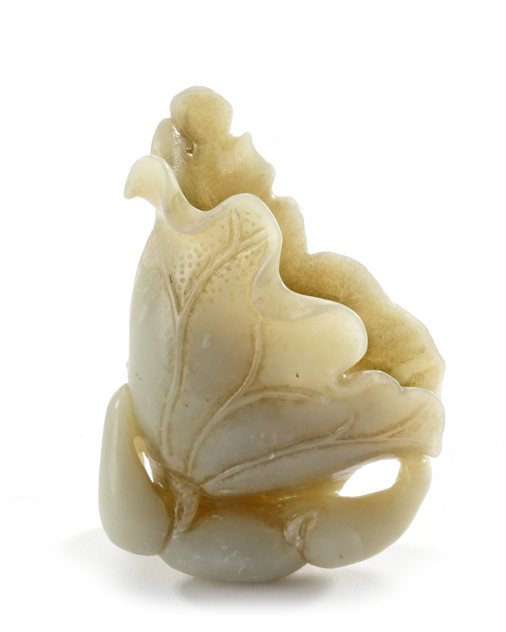 A CHINESE JADE LOTUS CARVING, 19TH/20TH CENTURY