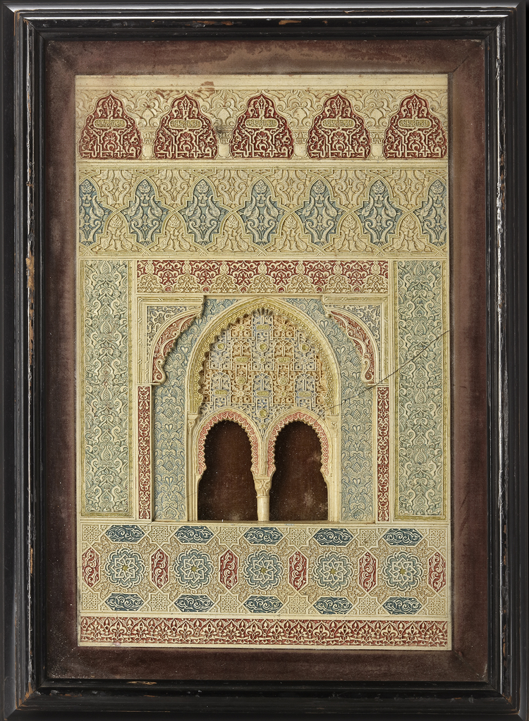 A PAINTED GESSO ALHAMBRA MIHRAB PLAQUE, 20TH CENTURY