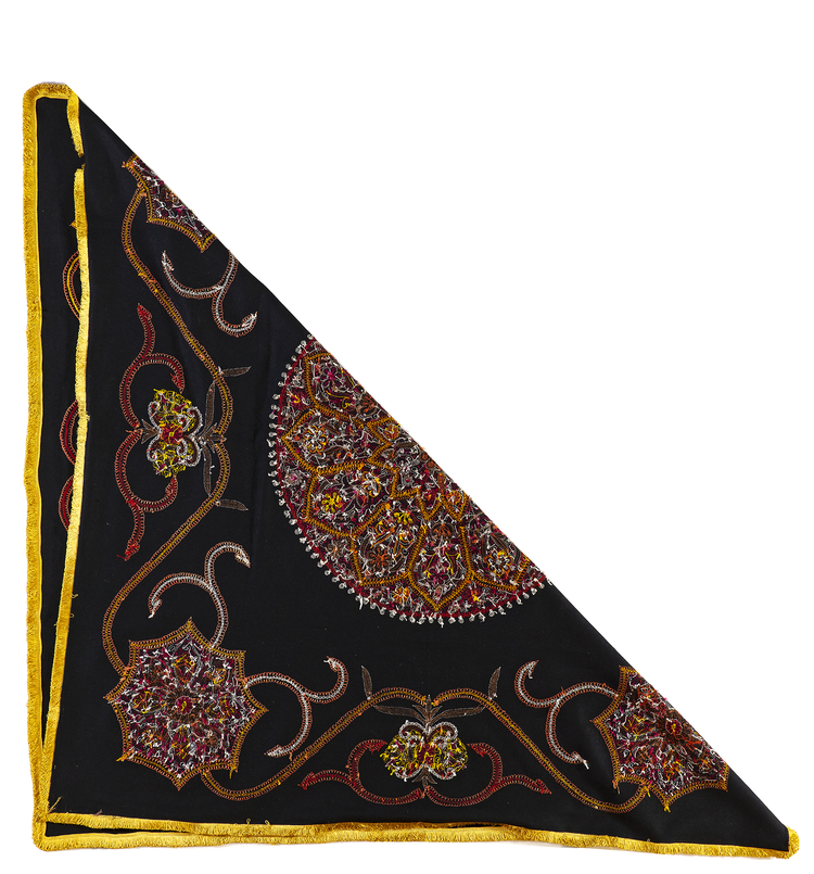 AN EMBROIDERED AND APPLIQUÉ WOOL RESHT PANEL PERSIA, 20TH CENTURY