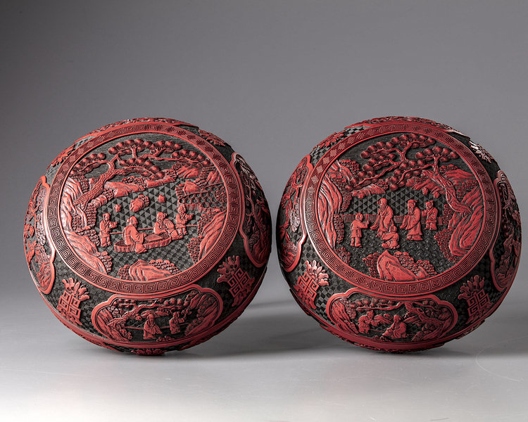 A PAIR OF CHINESE CINNABAR LACQUER BOXES, QING DYNASTY (1644-1911)
