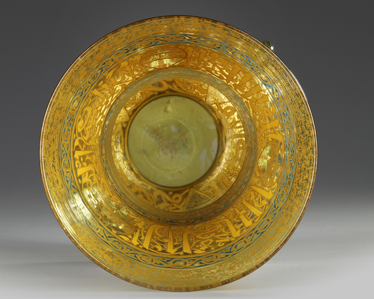 A MAMLUK-STYLE ENAMELED GLASS MOSQUE LAMP BY PHILIPPE-JOSEPH BROCARD ...