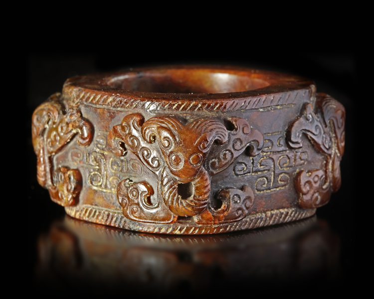 A CHINESE MOTTLED JADE CONG, MING DYNASTY (1368-1644)