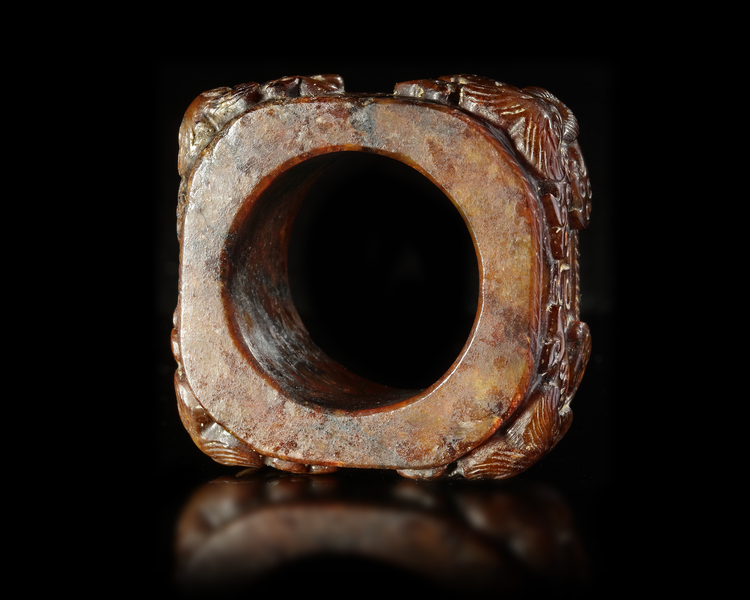 A CHINESE MOTTLED JADE CONG, MING DYNASTY (1368-1644)