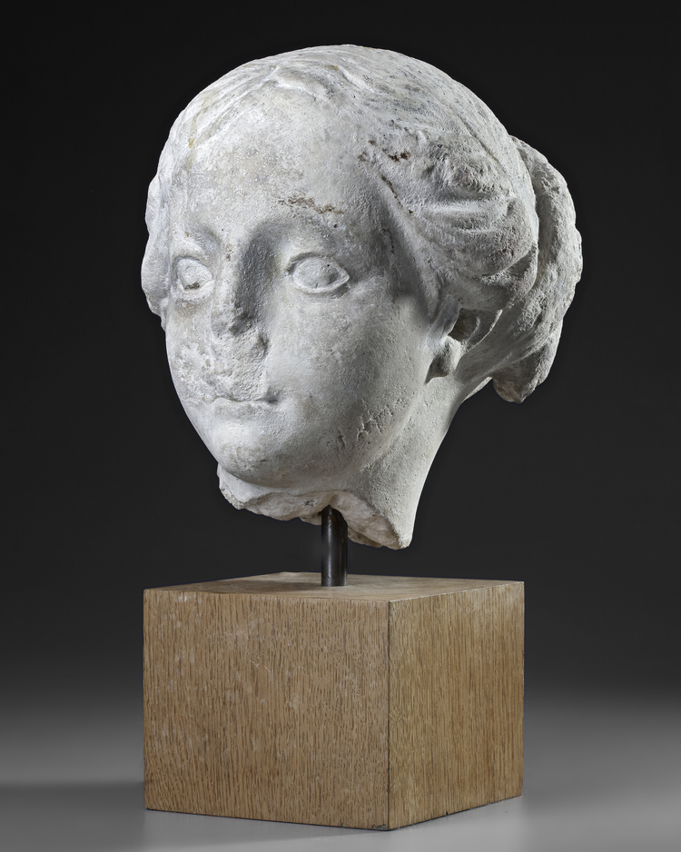 A MARBLE FEMALE HEAD, 17TH-18TH CENTURY