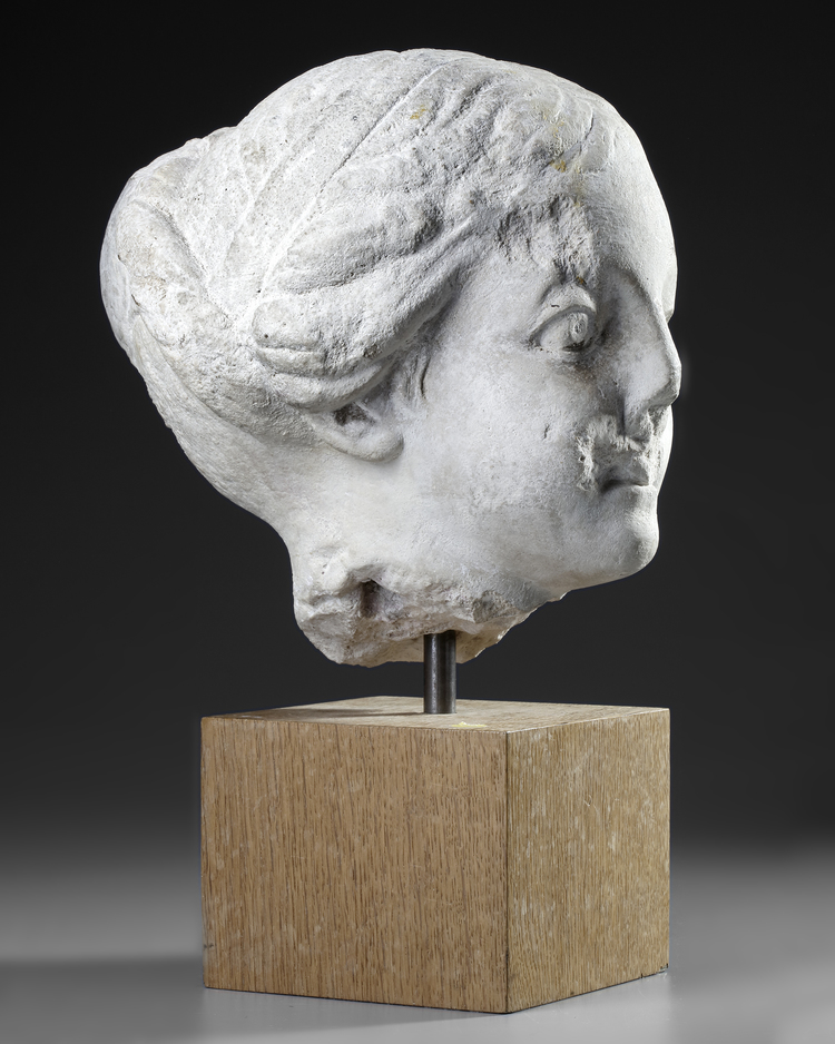 A MARBLE FEMALE HEAD, 17TH-18TH CENTURY