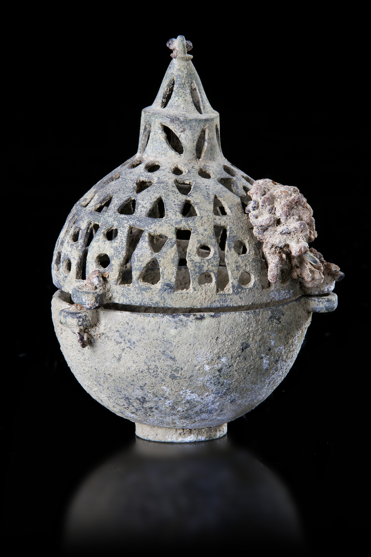 * AN ISLAMIC SPHERICAL OPENWORK INCENSE BURNER, SPAIN, 12TH CENTURY