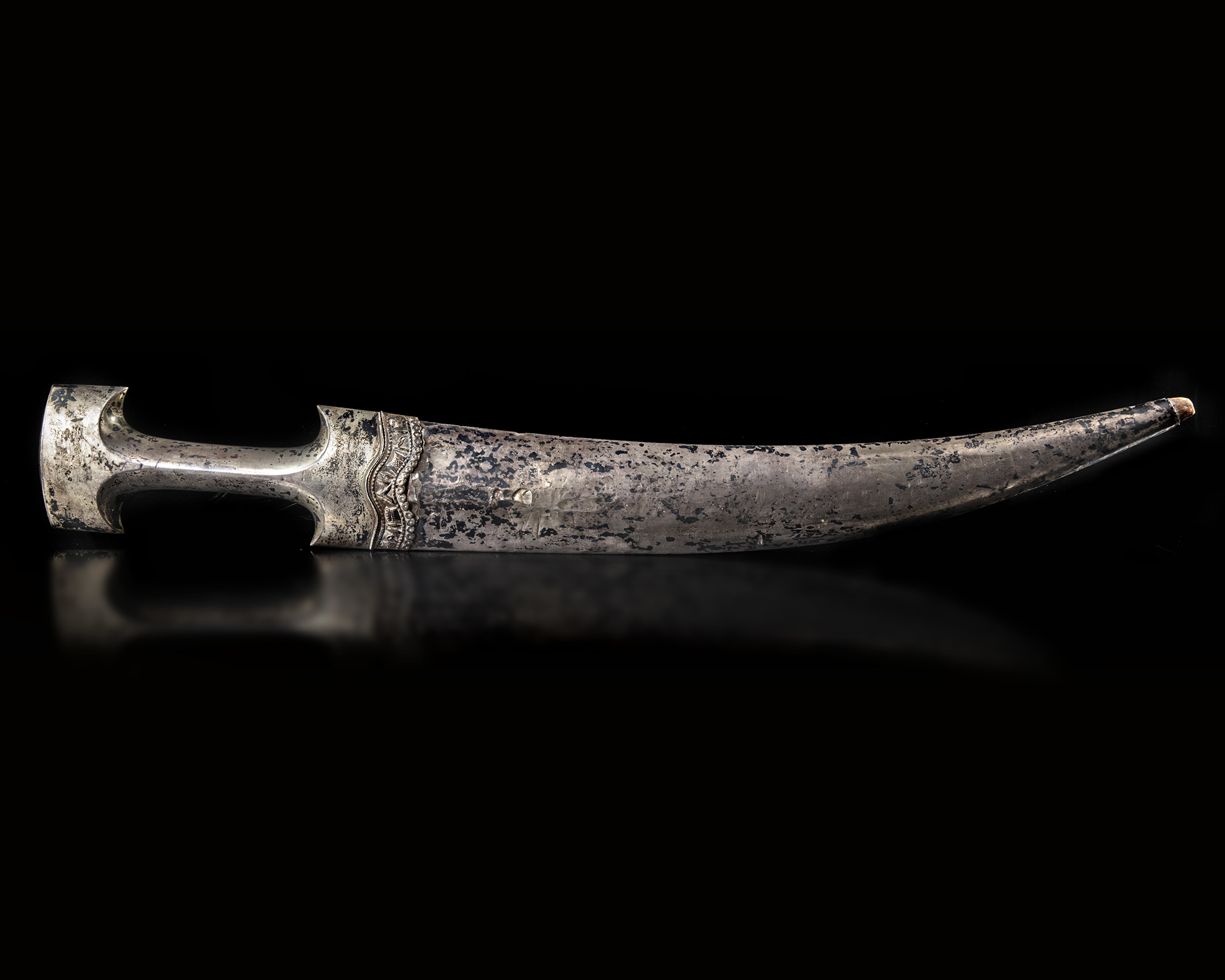 AN OTTOMAN SILVER DAGGER, (HANCER) TURKEY, 19TH CENTURY