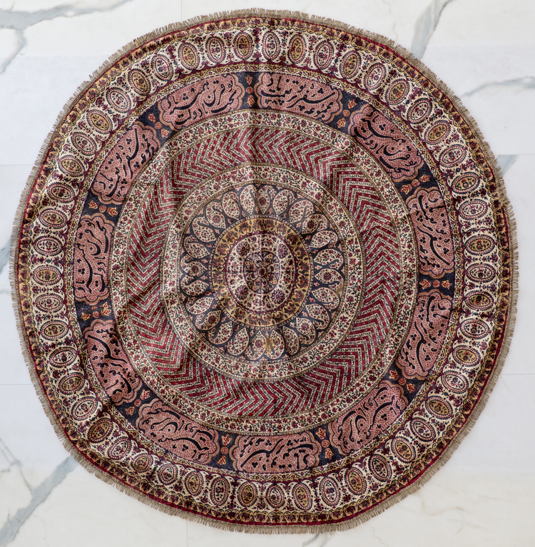 A QAJAR EMBROIDERED AND APPLIQUÉ WOOL RESHT ROUNDEL, PERSIA, EARLY 20TH ...